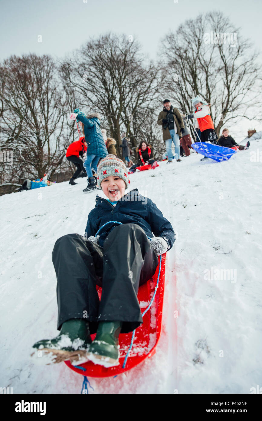 Side Cut Park Sledding Clipart