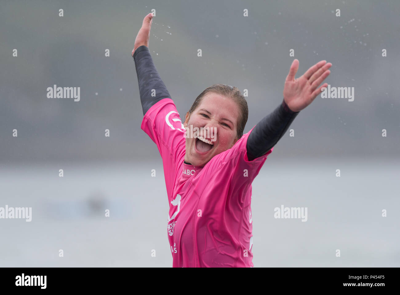 Woman cheering side view hi-res stock photography and images - Alamy