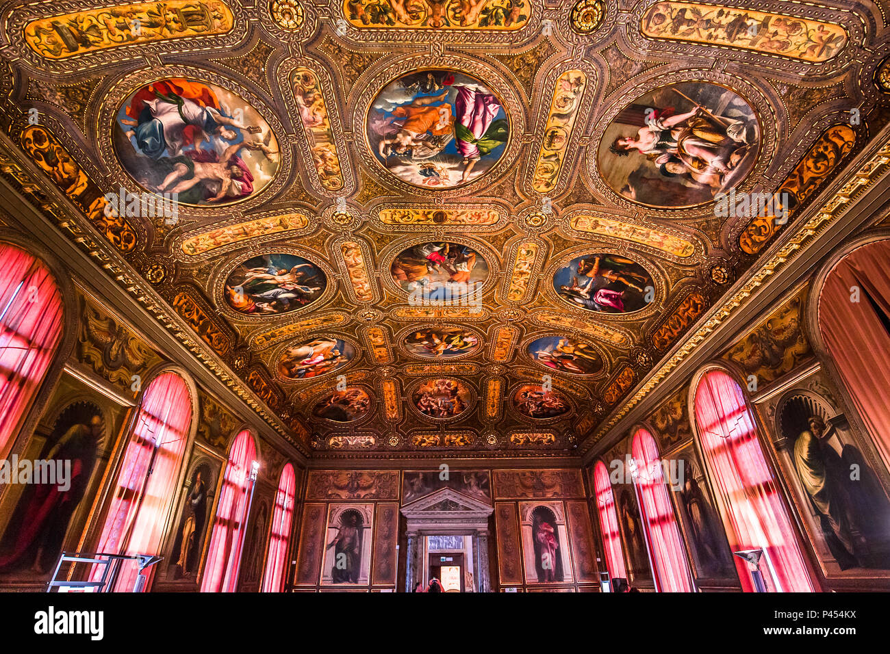VENICE, ITALY, APRIL 26, 2018 : interiors decor, ceilings and frescoes ...