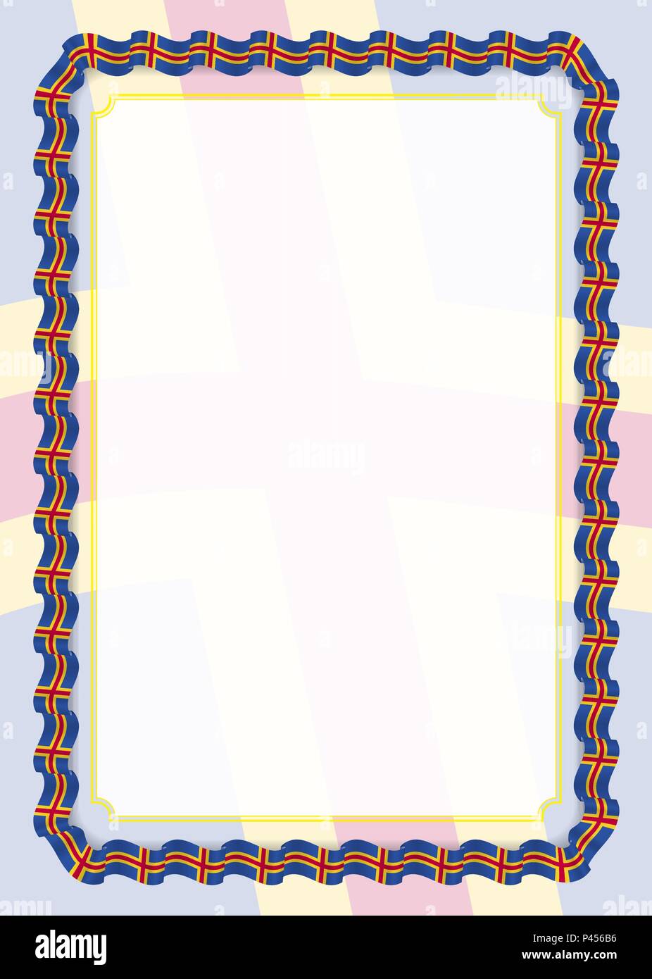 Frame and border of ribbon with Aland flag, template elements for your ...