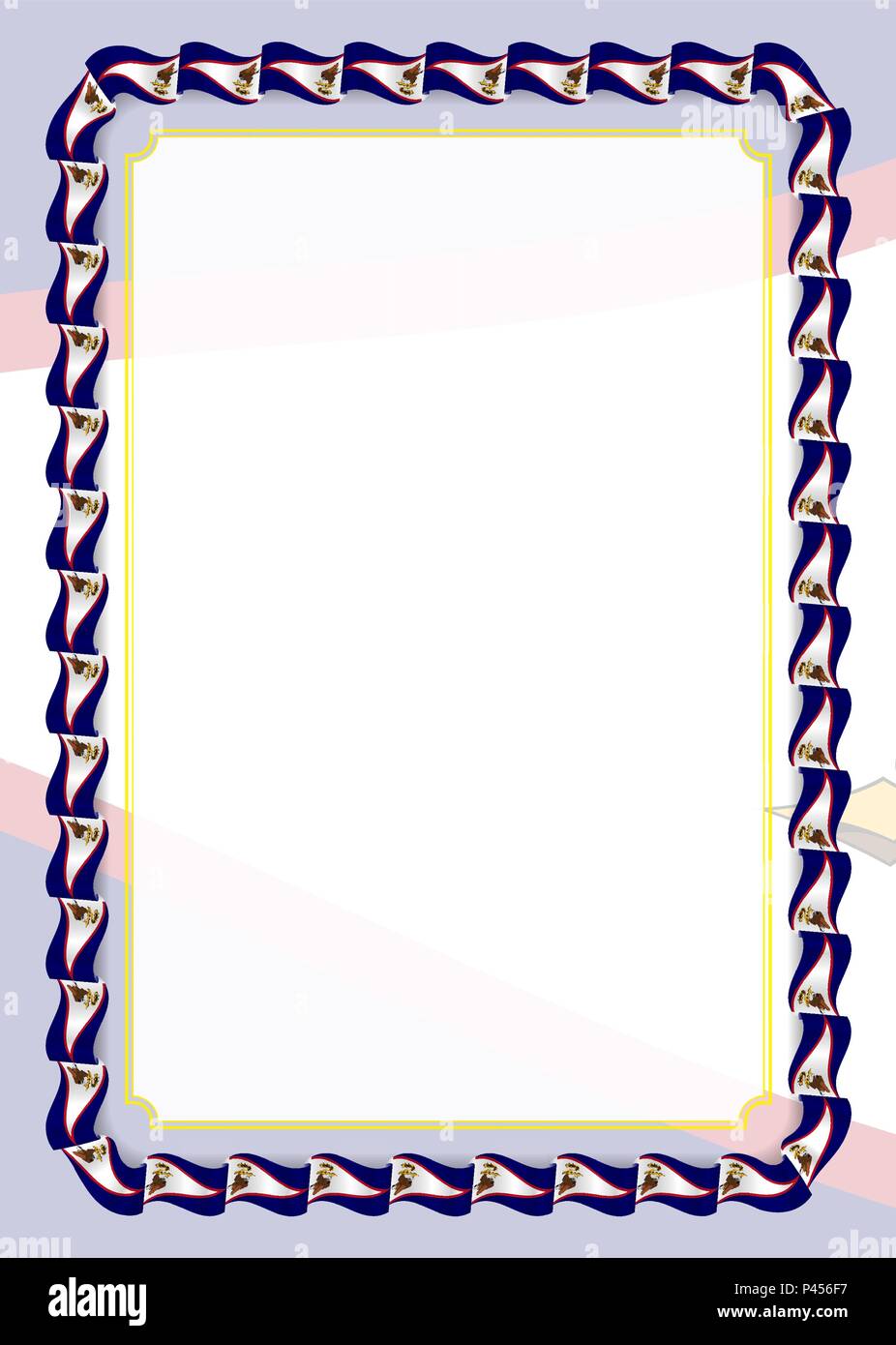 Frame and border of ribbon with American Samoa flag, template elements ...