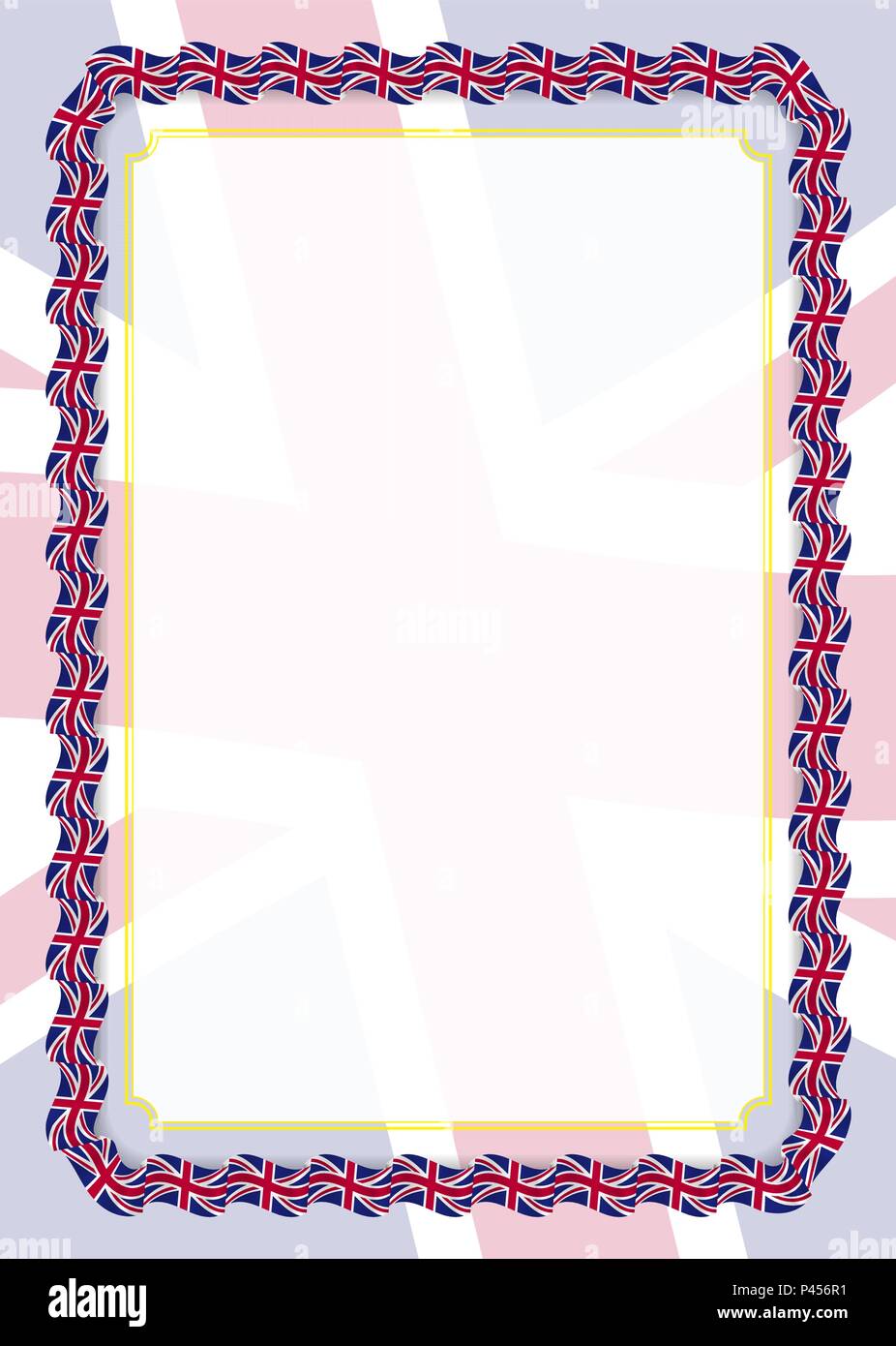 Frame and border of ribbon with United Kingdom flag, template elements ...