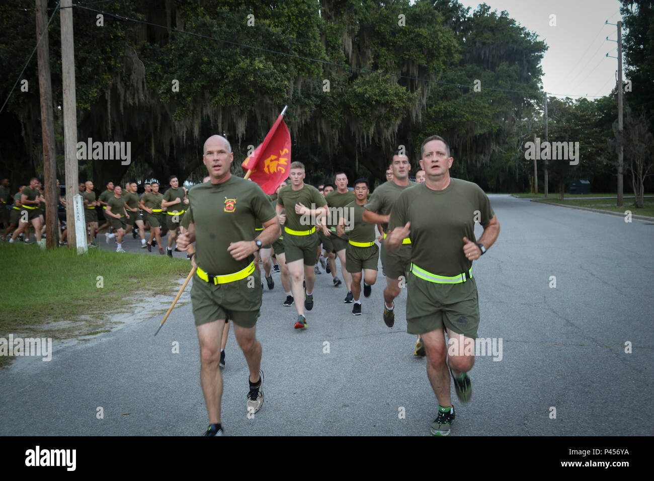 U.S. Marine Corps Col. John Peck, left, commanding officer, and Sgt ...