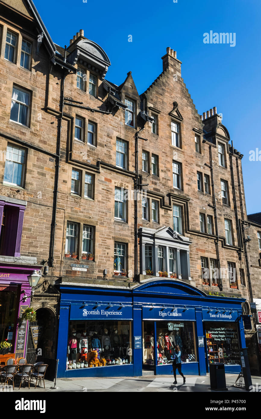 Great Britain, Scotland, Edinburgh, Shops on The Royal Mile Stock Photo ...
