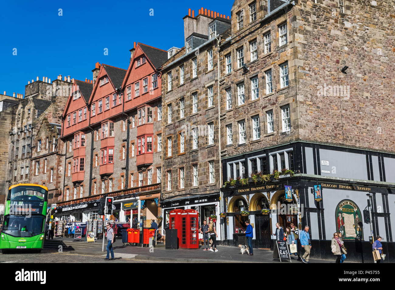 Great Britain, Scotland, Edinburgh, Shops on The Royal Mile Stock Photo ...