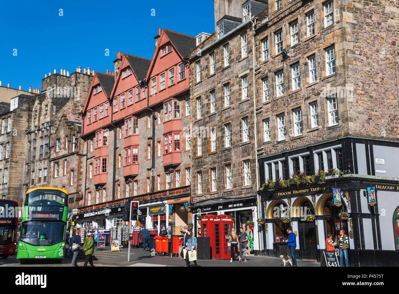Great Britain, Scotland, Edinburgh, Shops on The Royal Mile Stock Photo ...