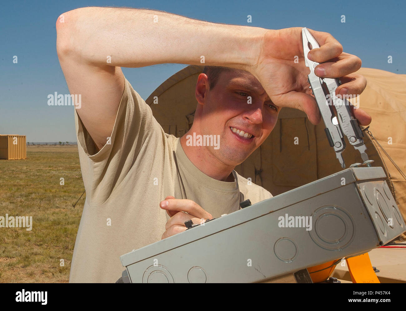 An Airman with the 27th Special Operations Communications Squadron ...