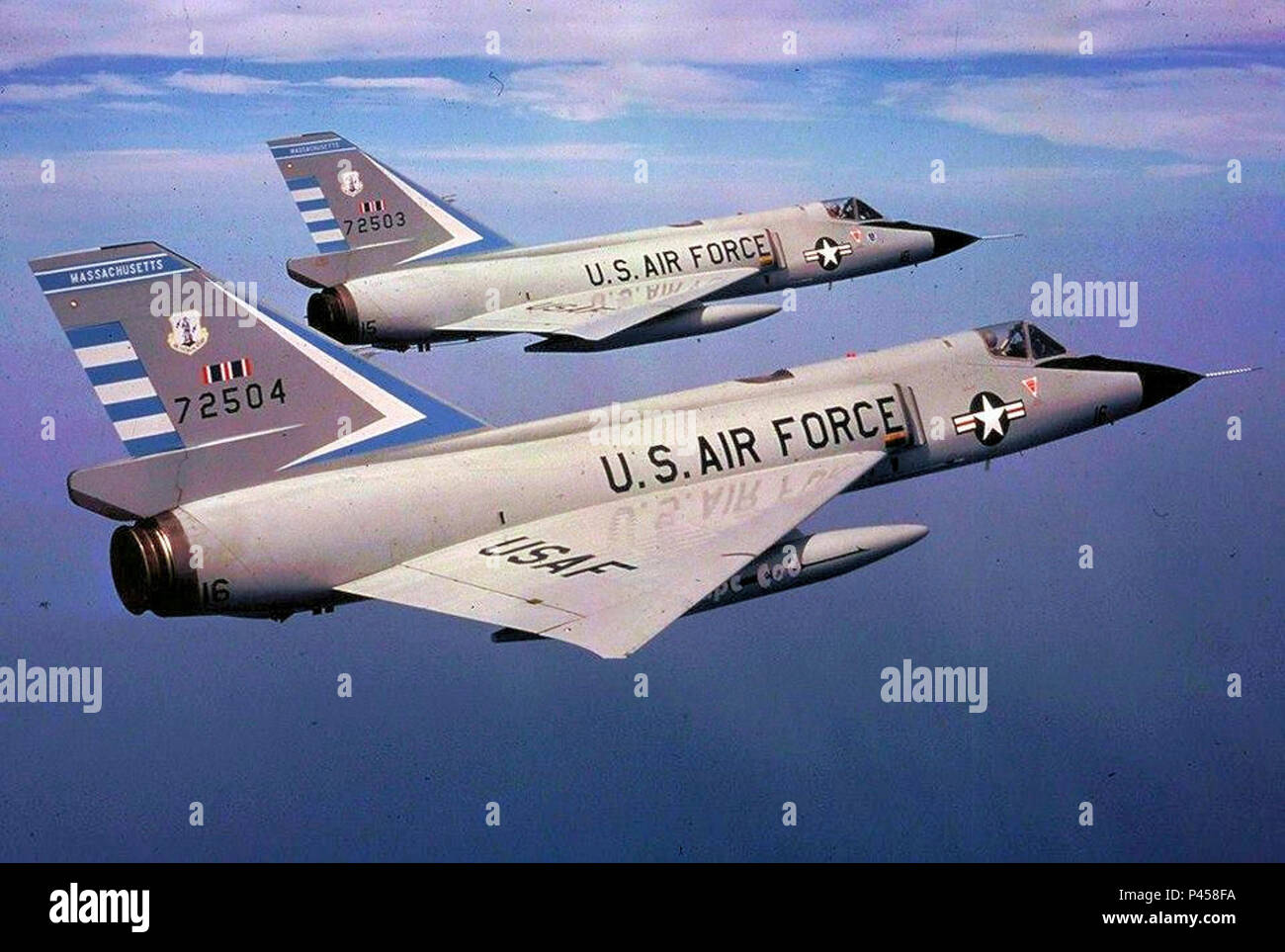 101st Fighter-Interceptor Squadron Two F-106 Delta Daggers in Formation ...