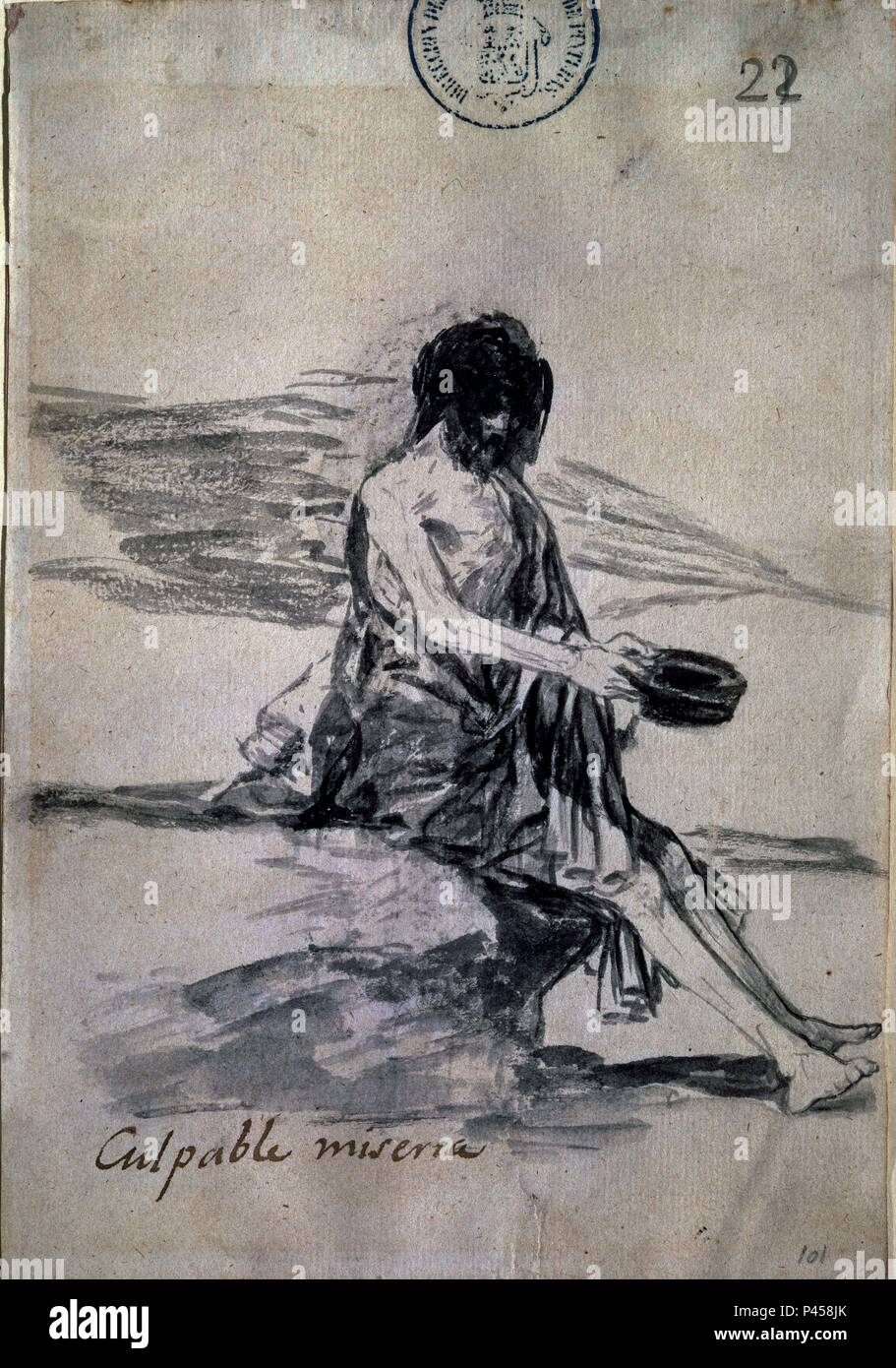 Guilty misery. Culpable miseria. Drawing. Madrid, Prado museum. Author ...