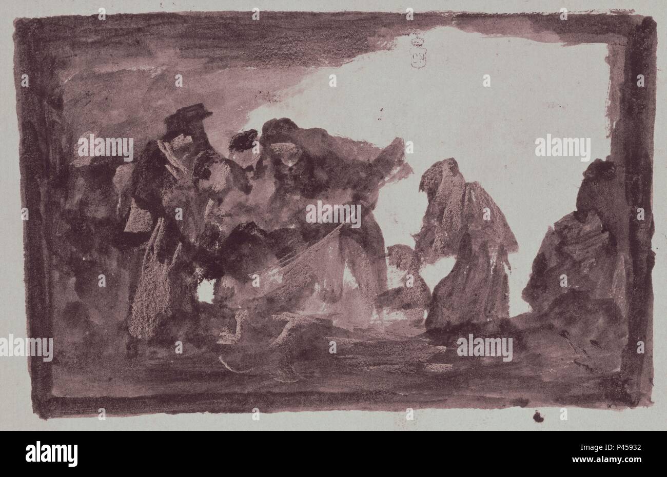 GRUPO DE PERSONAJES - SIGLO XIX - AGUADA-TINTA CHINA. Author: Francisco ...