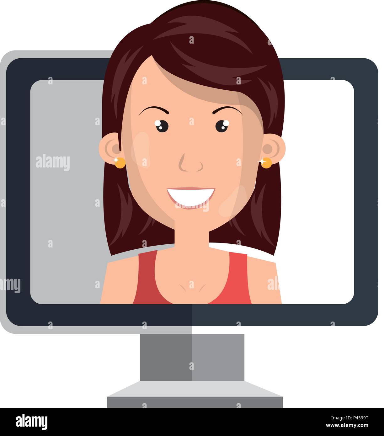 woman with computer icon Stock Vector Image & Art - Alamy