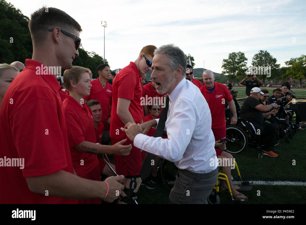 Jon Stewart, the 2016 Department of Defense (DoD) Warriors Game opening ...