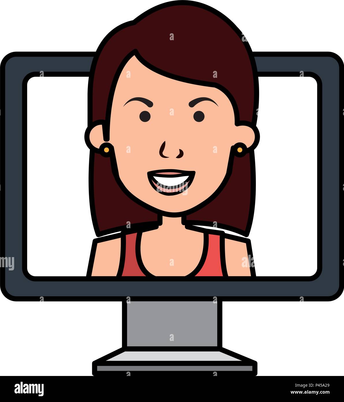 woman with computer icon Stock Vector Image & Art - Alamy