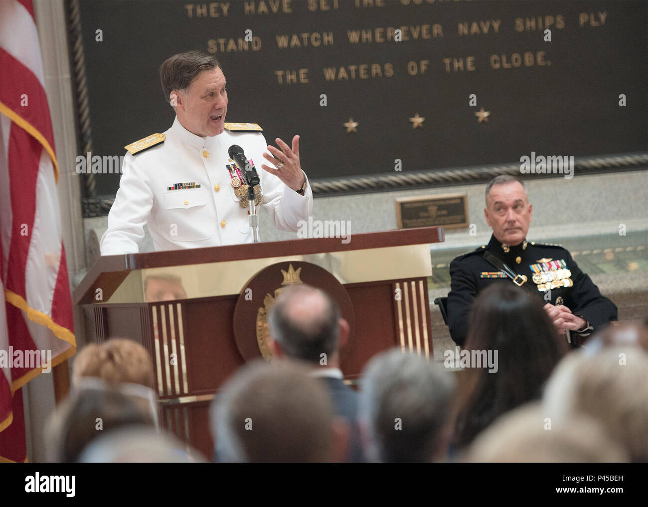 Navy Adm. Mark E. Ferguson III, delivers remarks in Bancroft Hall at ...