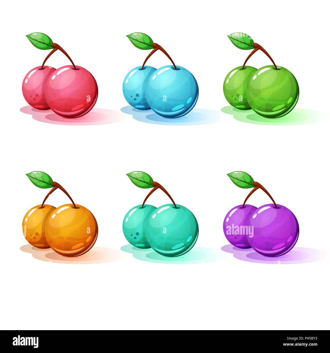 Set color cartoon cherry illustration Stock Vector Image & Art - Alamy