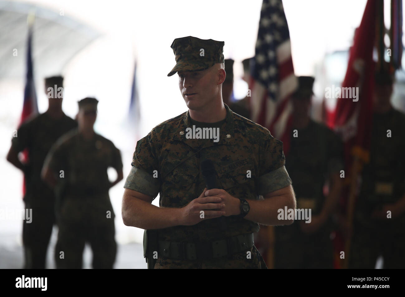 U.S. Marine Corps Lt. Col. Jason B. Berg, incoming commanding officer ...