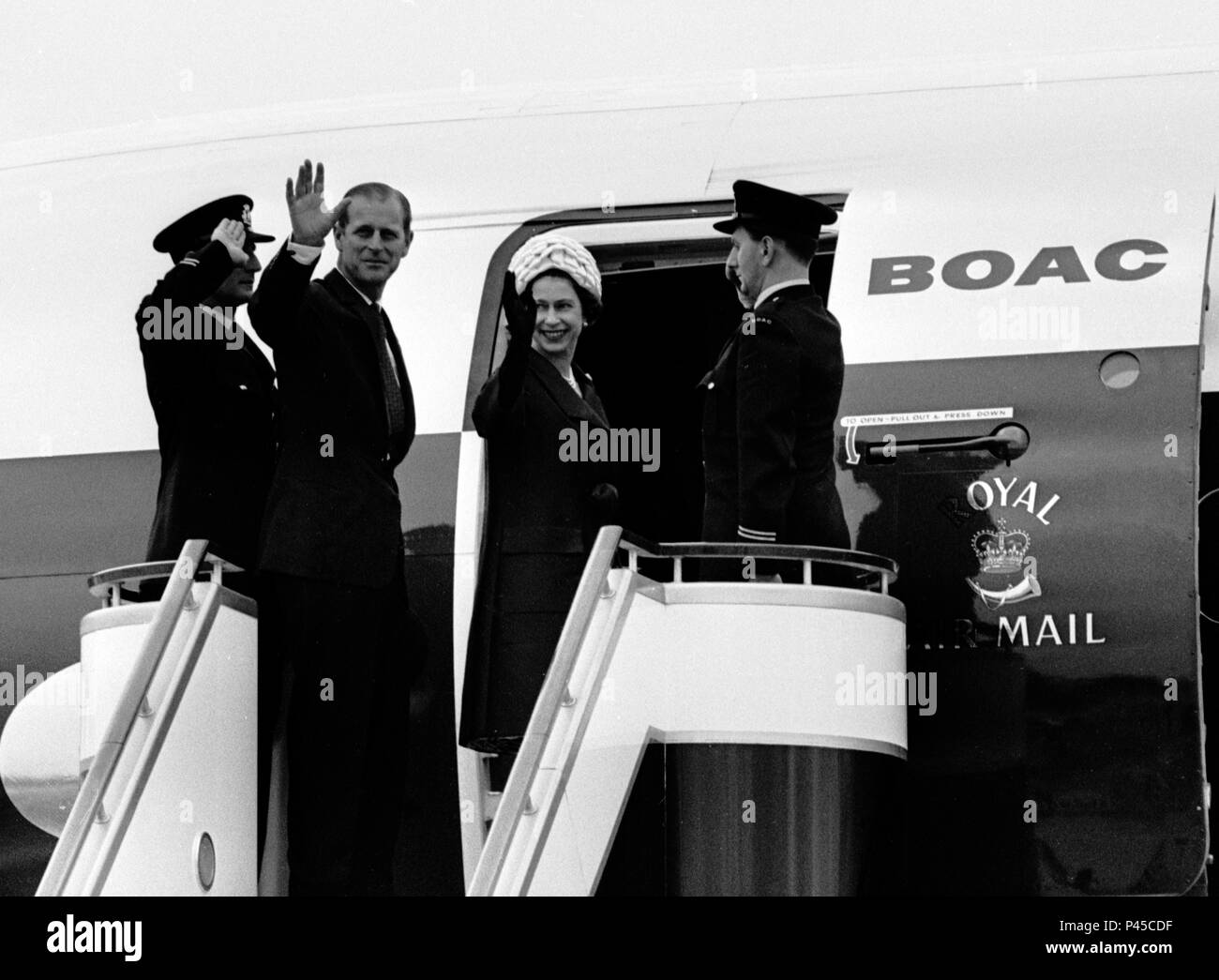 Queen Elizabeth II and Prince Philip, Duke of Edinburgh, wave before ...