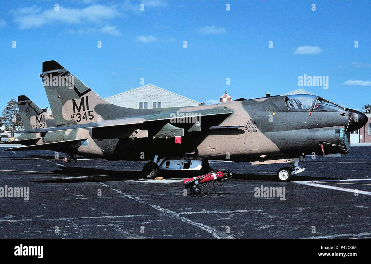 107th Tactical Fighter Squadron A-7D Corsair IIs on flight line Stock ...
