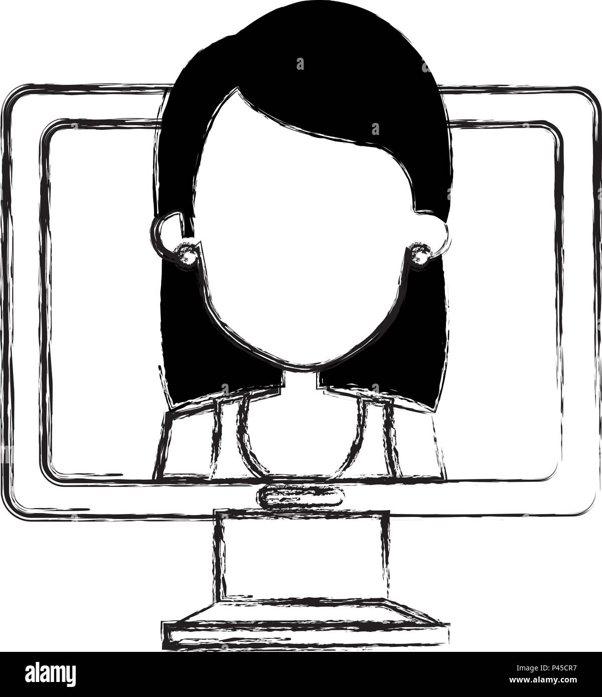 woman with computer icon Stock Vector Image & Art - Alamy