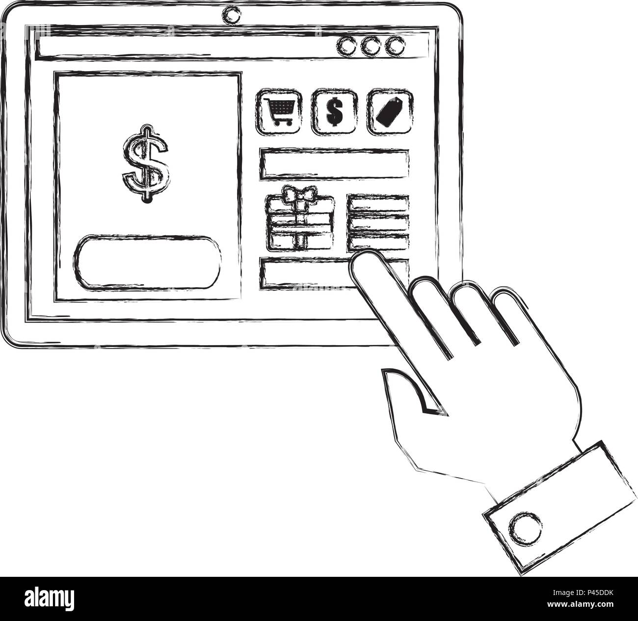 Shopping tablet Black and White Stock Photos & Images - Alamy