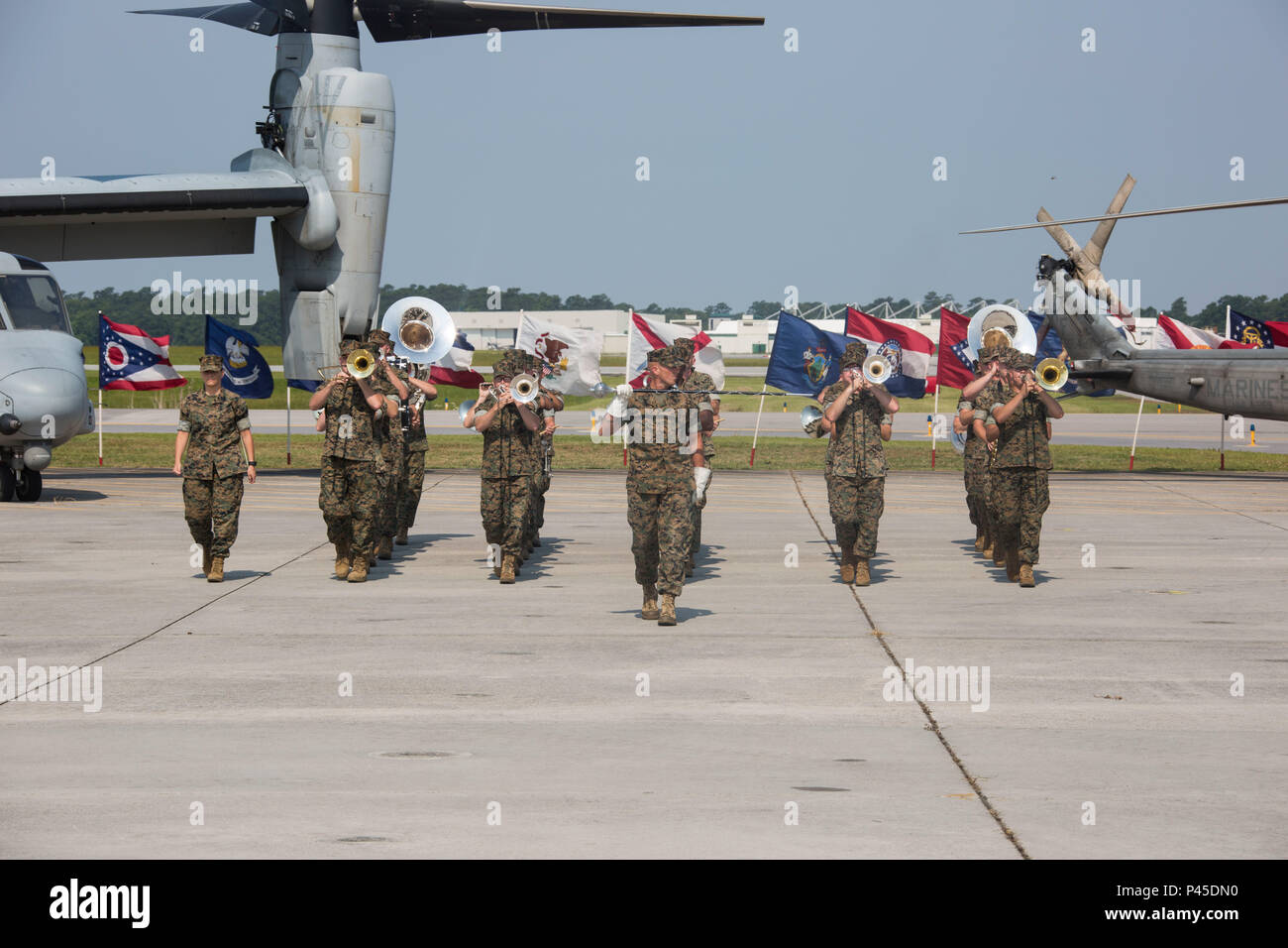 The 2nd Marine Aircraft Wing Band performs during the Marine Corps Air ...