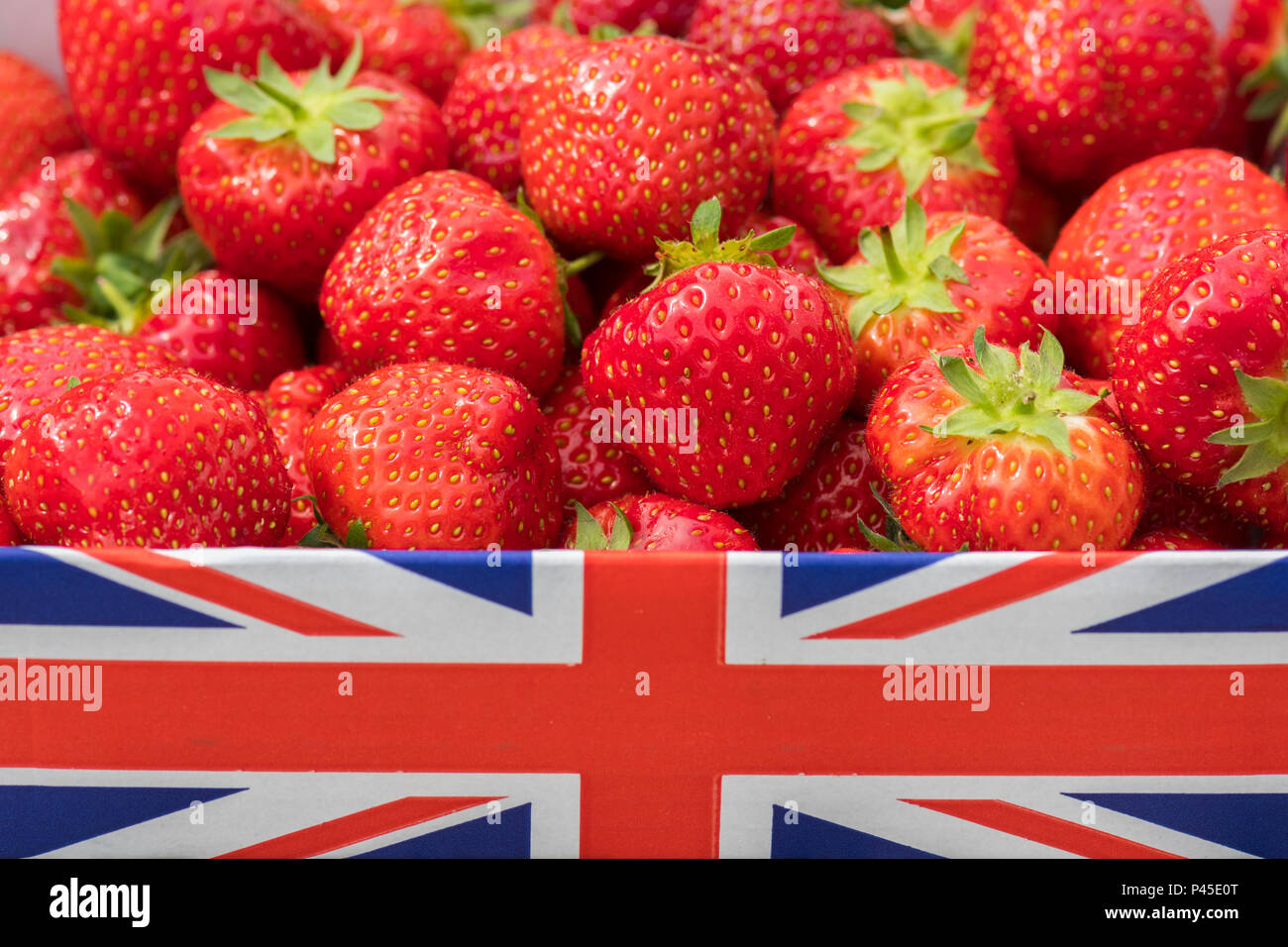 British strawberries in union jack box - UK Stock Photo - Alamy