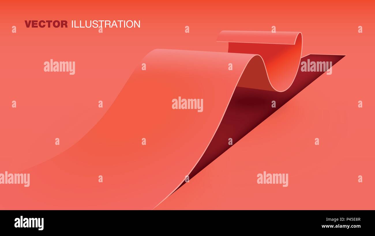 3d wavy strip cut from the floor. Vector background. Use this, for ...