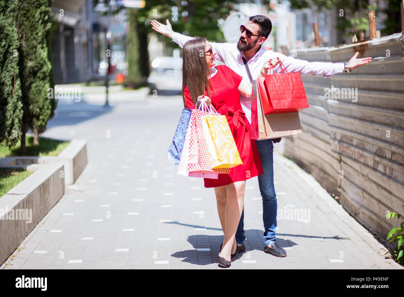 Shopping In The Down Town Romantic Couple Having Fun On The Macedonian