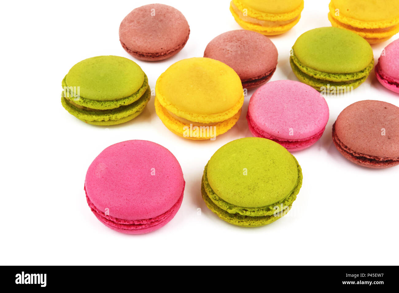 french colorful macarons isolated on white background Stock Photo - Alamy