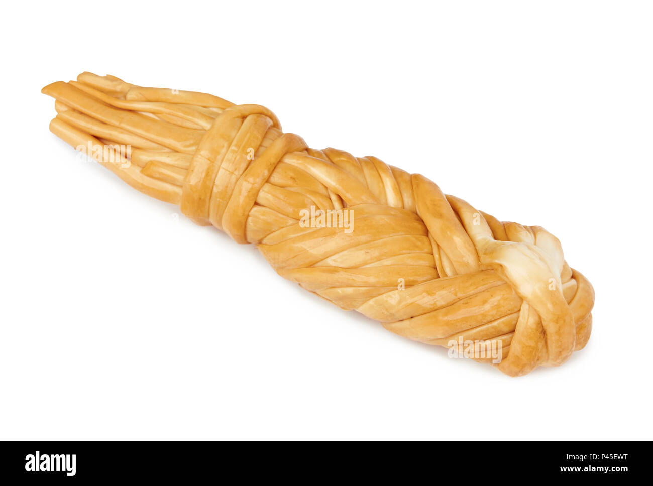 Smoked braided cheese isolated on white background Stock Photo - Alamy