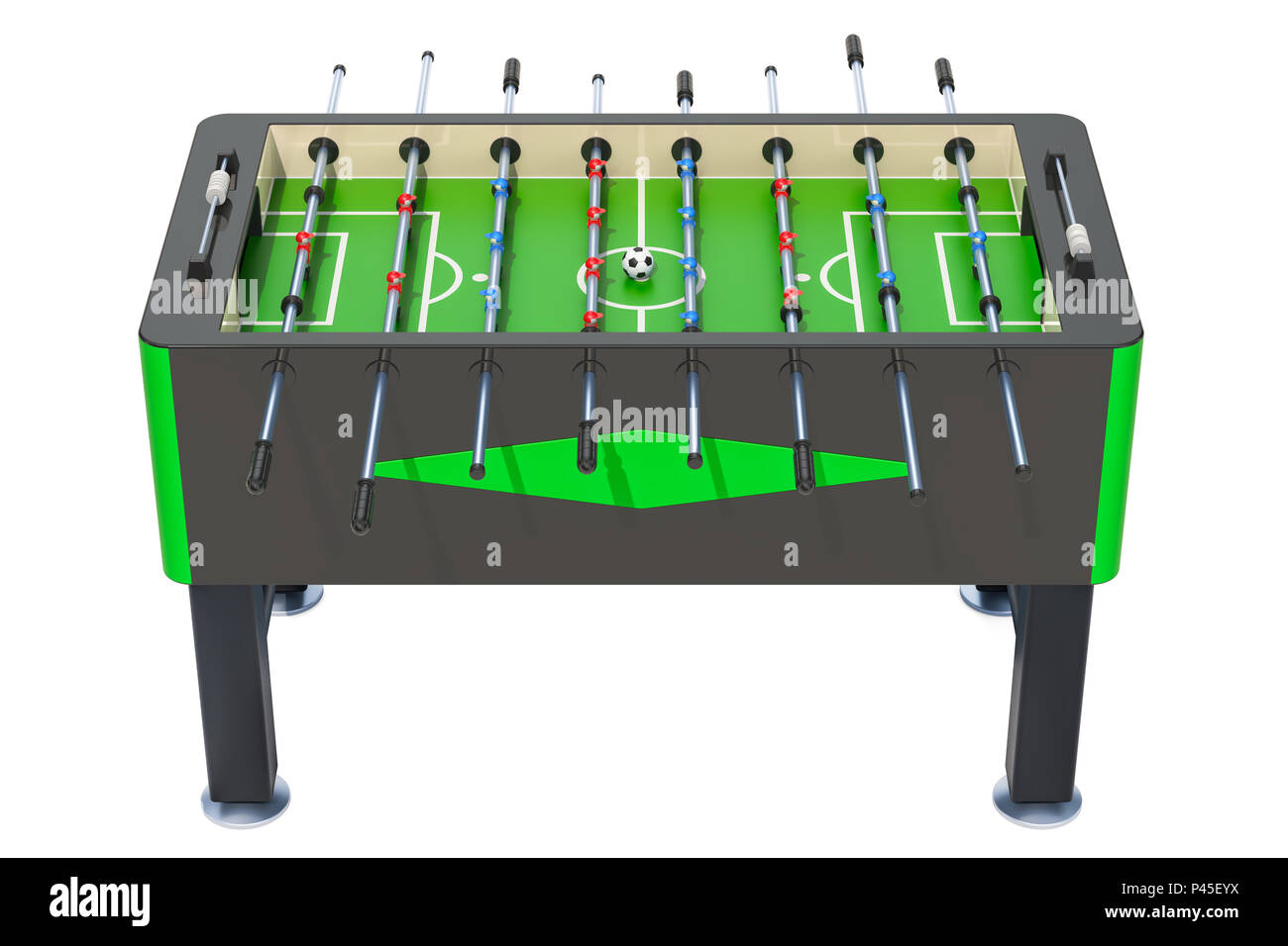 Table football side view. 3D rendering isolated on white background ...