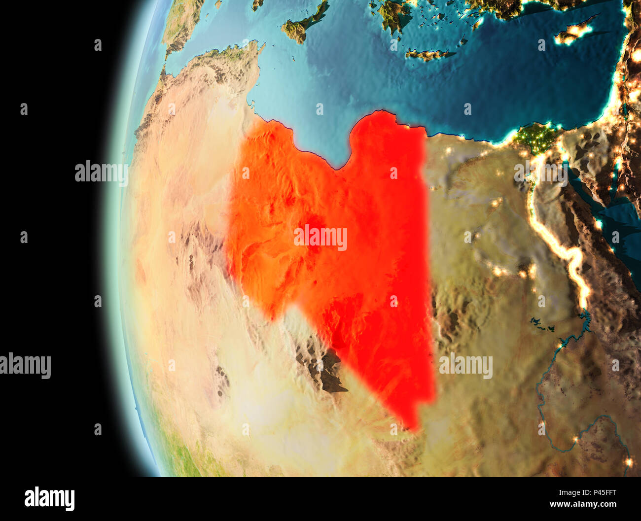 Highlighted satellite image of libya hi-res stock photography and ...