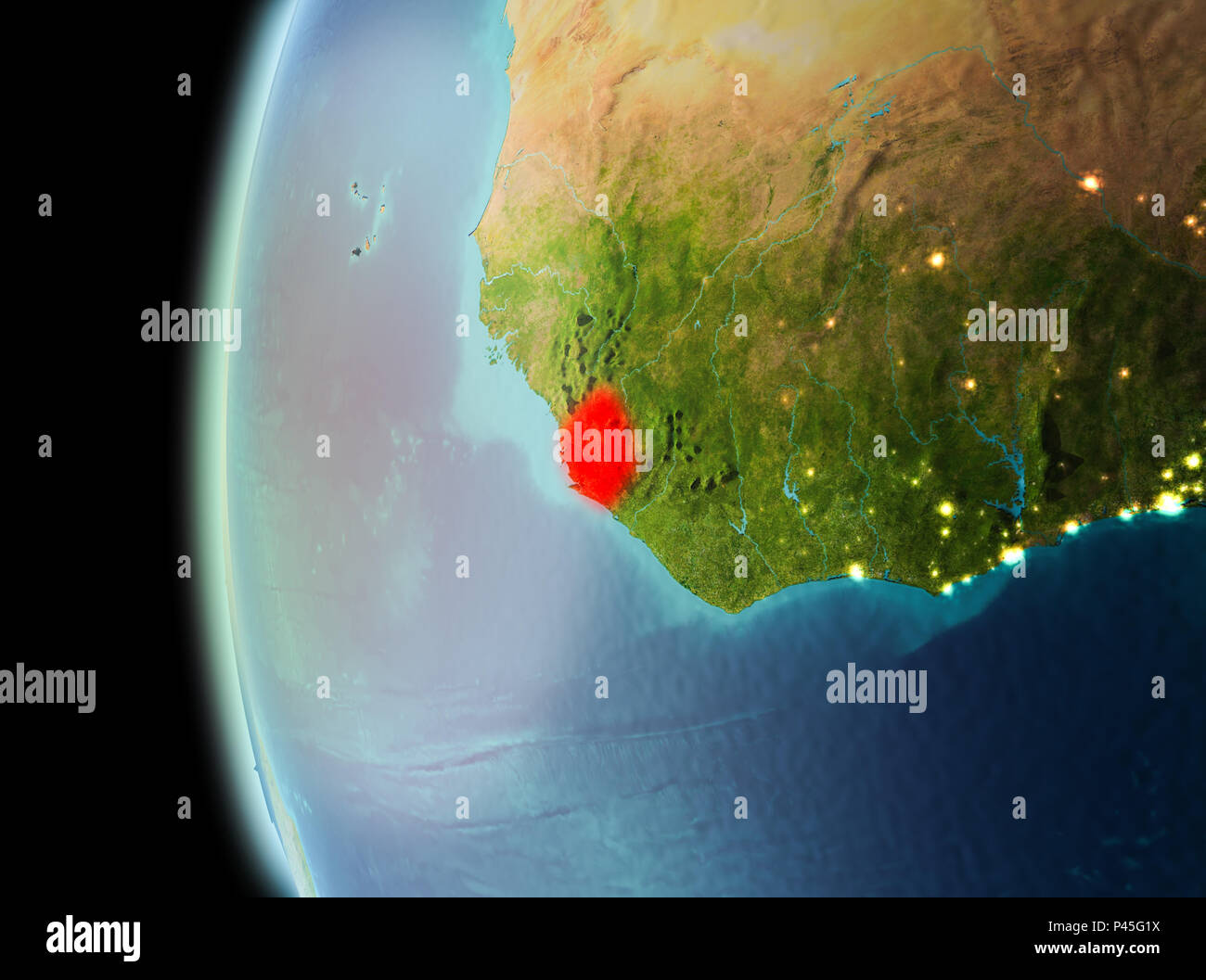 Realistic map sierra leone hi-res stock photography and images - Alamy