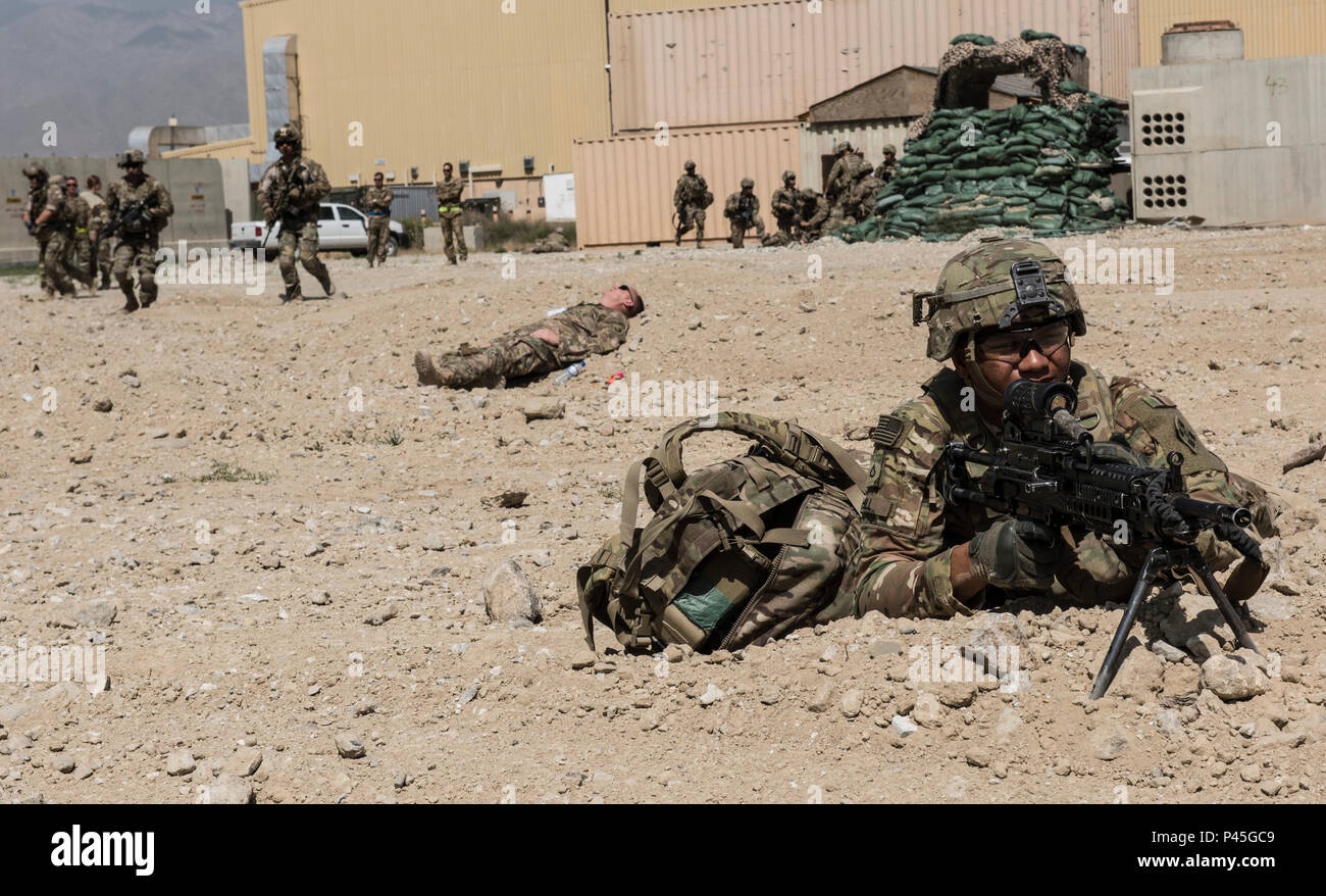 A U.S. Army soldier guards the perimeter during a mass casualty and ...
