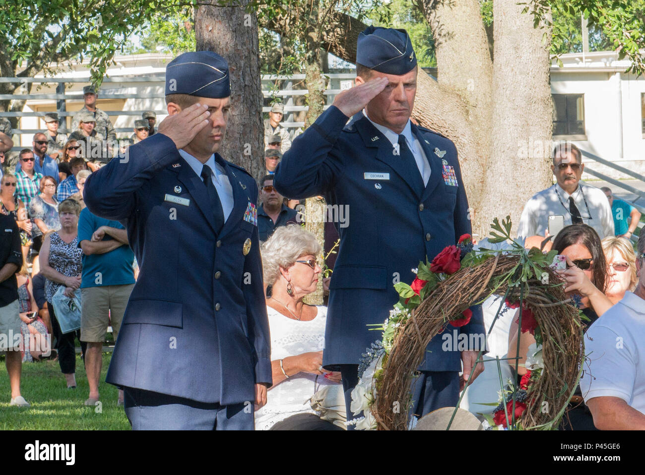 Col. Lance Pilch, 33rd Fighter Wing commander, and retired Col. Doug ...
