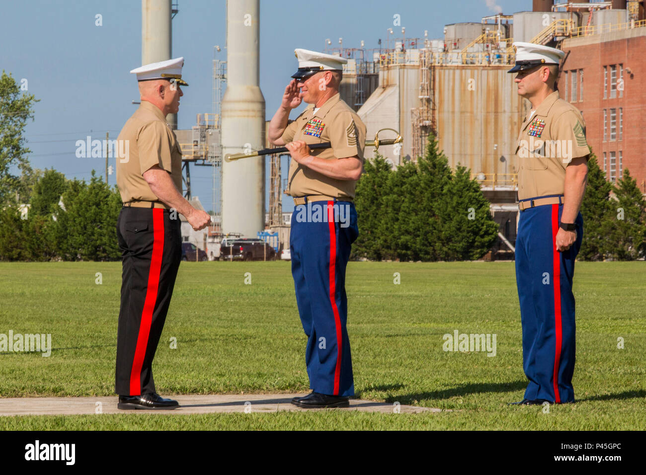 U.S. Marine Corps Sgt. Maj. Paul A. Berry, off going sergeant major ...