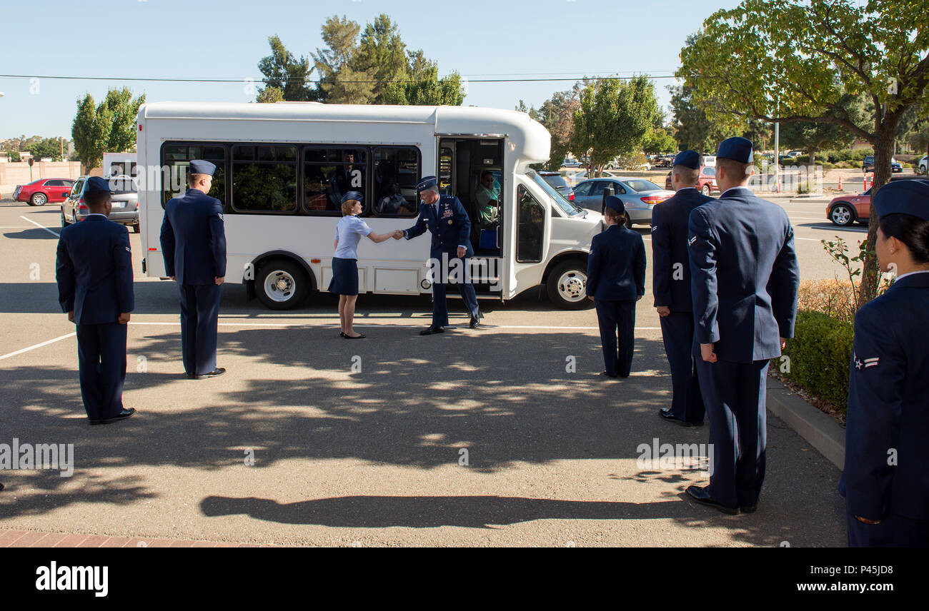 Members from Travis AFB form a cordon to welcome Lt. Gen. Samuel D. Cox ...