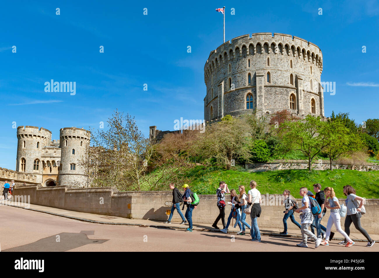 Windsor, UK - April 2018: The Round Tower in the Middle Ward of Windsor ...