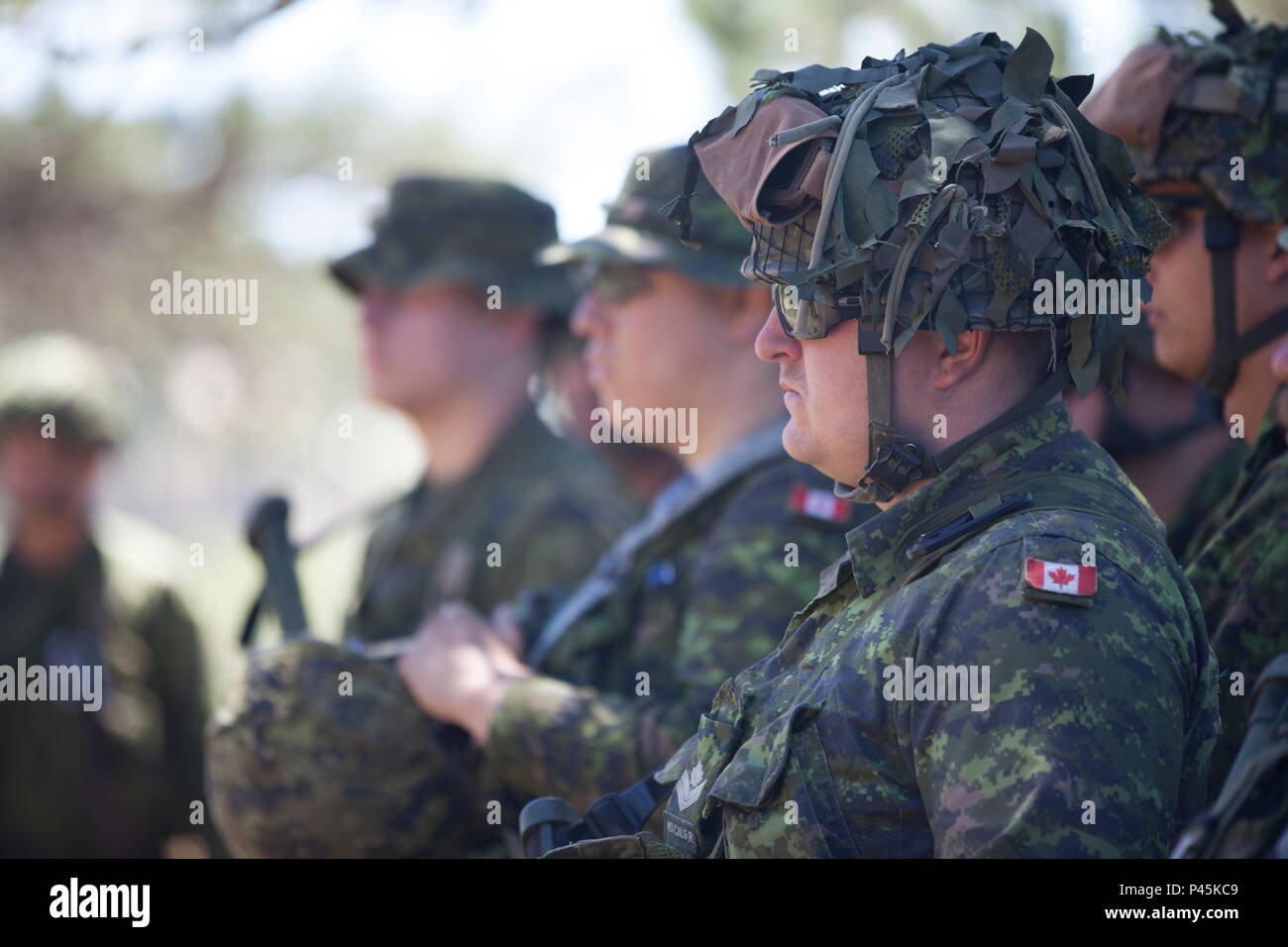 Soldiers of the 41st Canadian Brigade Group, Canadian Army, receive a ...