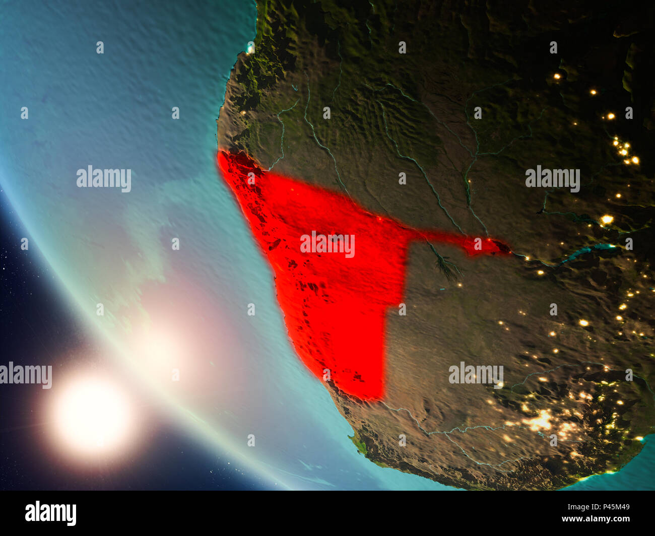 Highlighted satellite image of namibia hi-res stock photography and ...