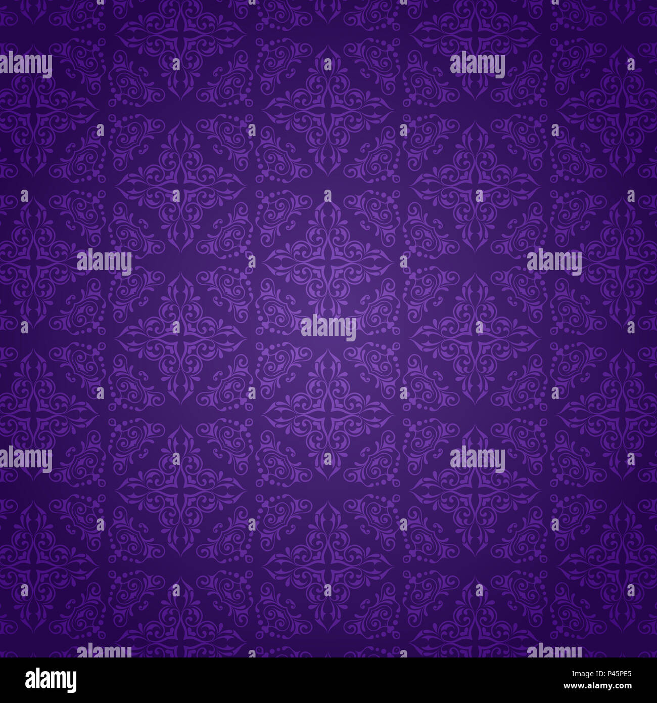 Decorative background with a purple damask pattern Stock Photo - Alamy