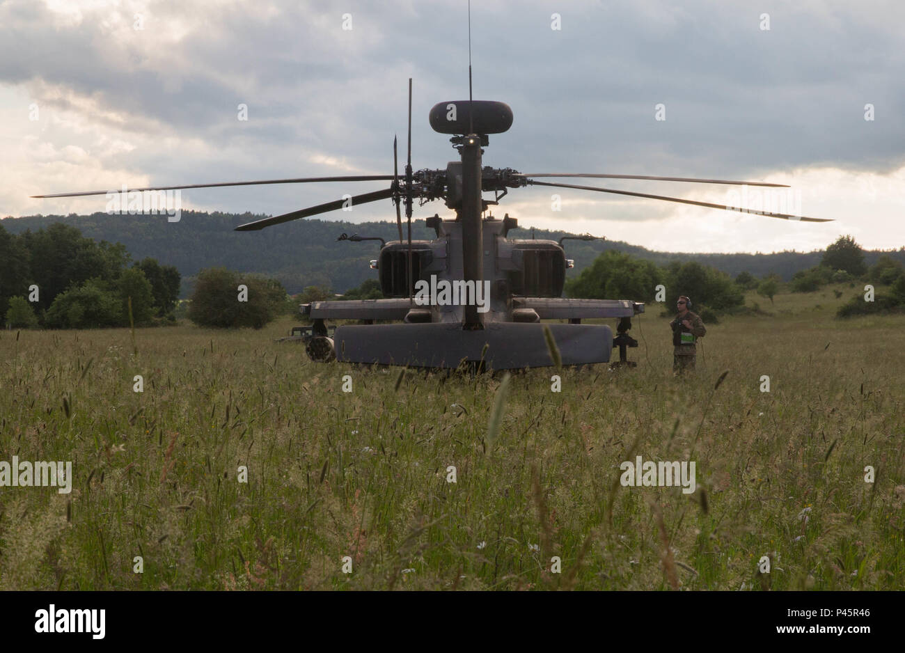 A British soldier of 664 Squadron, 4 Regiment, Army Air Corps prepares ...