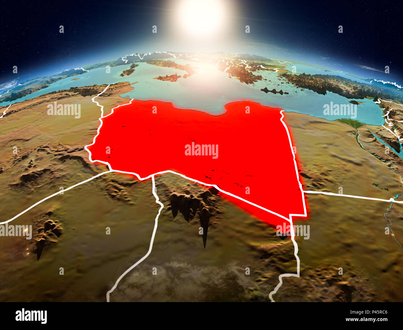Highlighted satellite image of libya hi-res stock photography and ...
