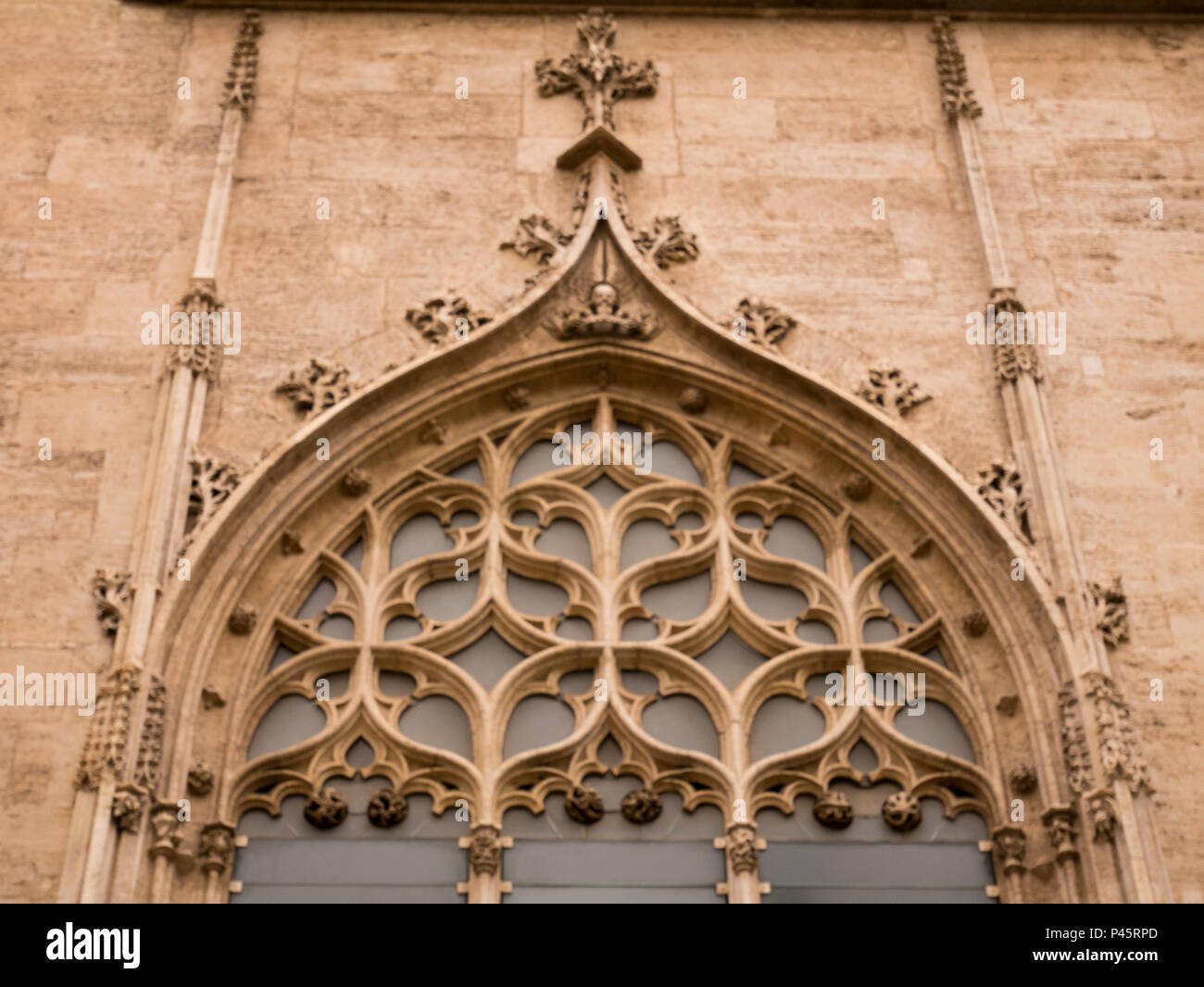 rose window of a gothic window at the silk market in Valencia, spain ...