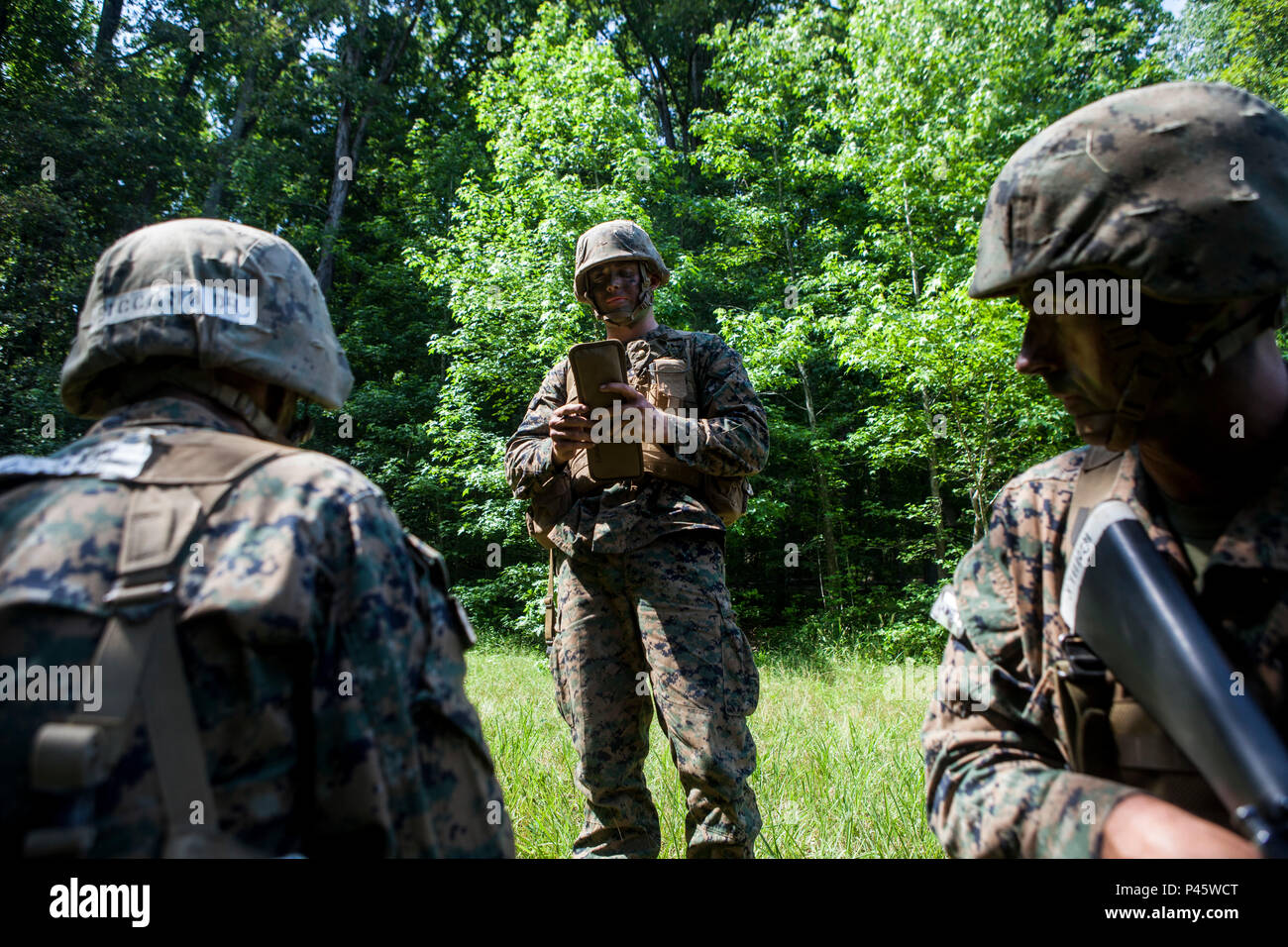 Candidates with Delta Company, Officer Candidate School (OCS) conduct ...