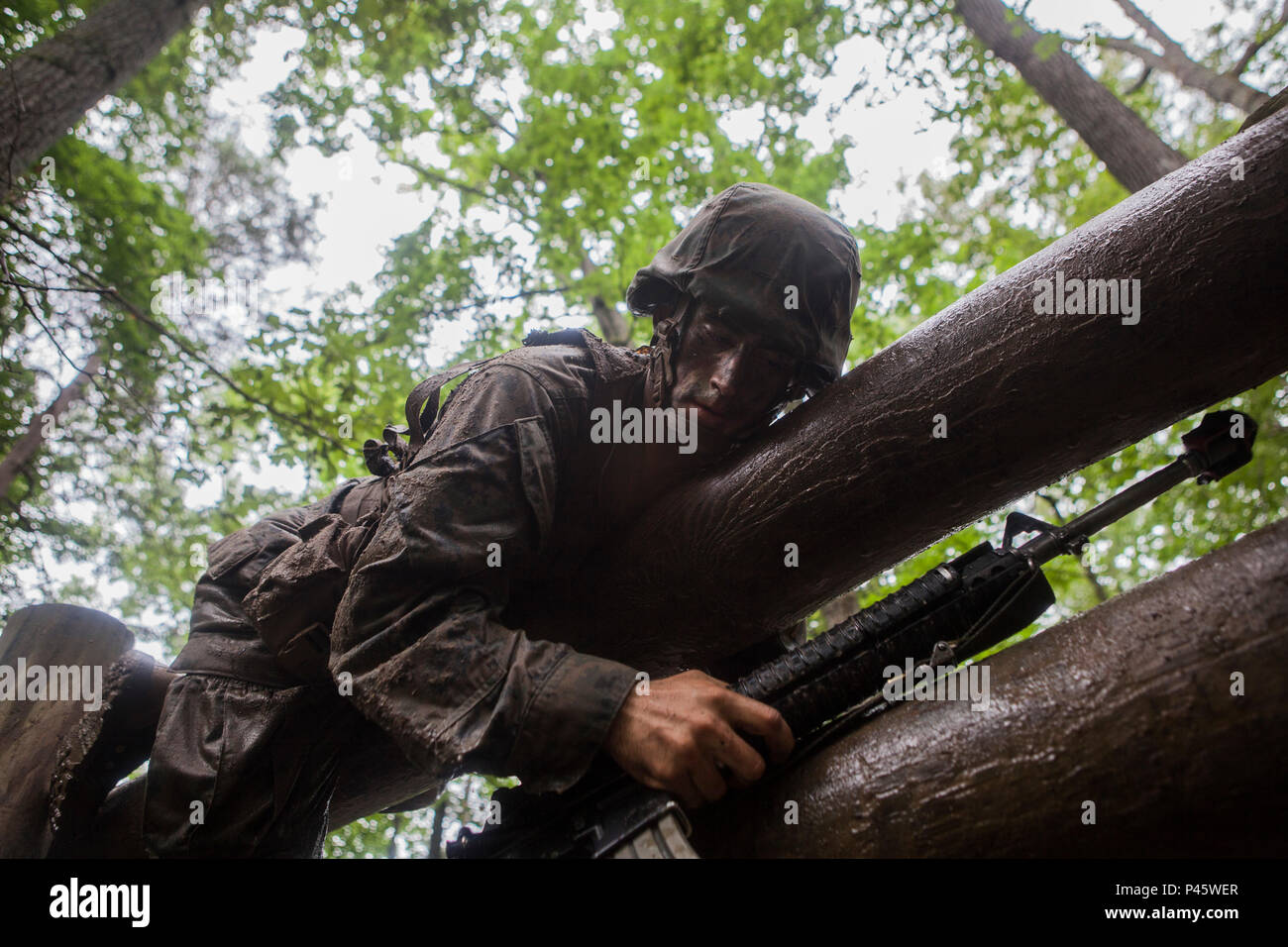 A Candidate with Delta Company, Officer Candidate School (OCS) conducts ...