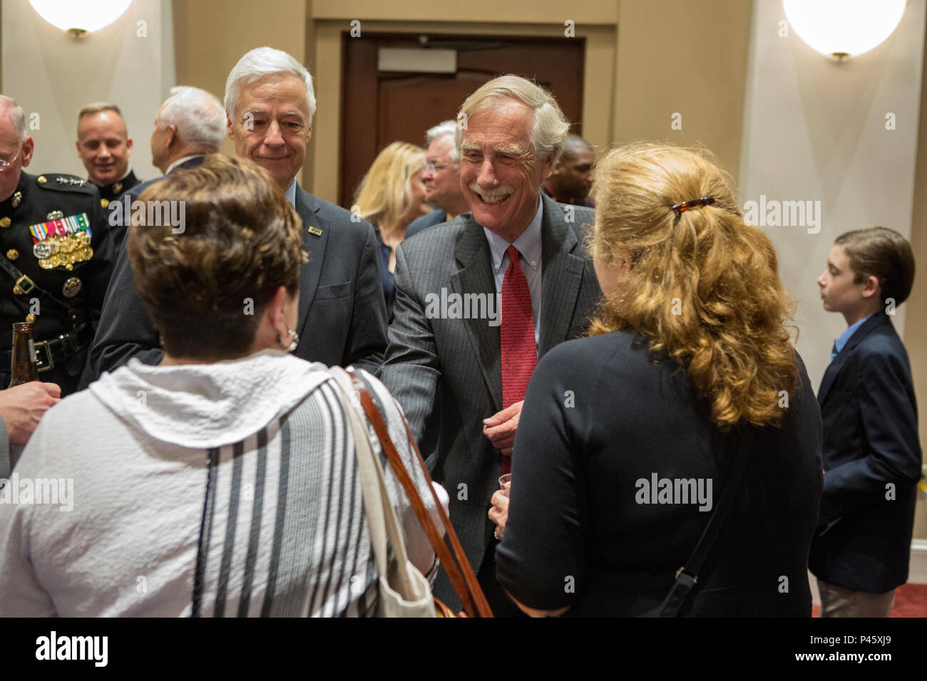 U.S. Senator for Maine, the Honorable Angus S. King Jr., speaks with ...