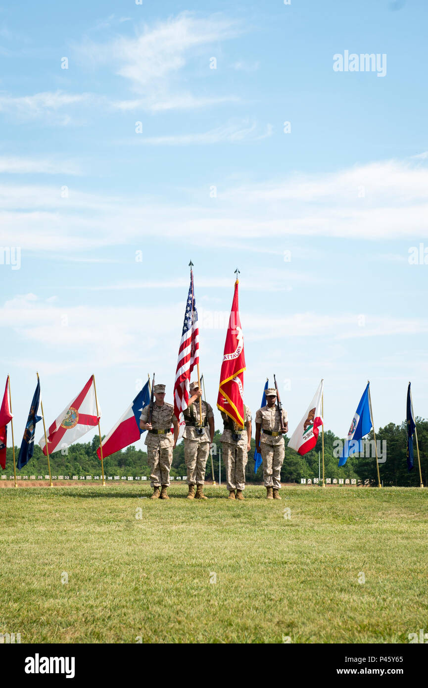 U.S. Marines of the Weapons Training Battalion color guard post the ...