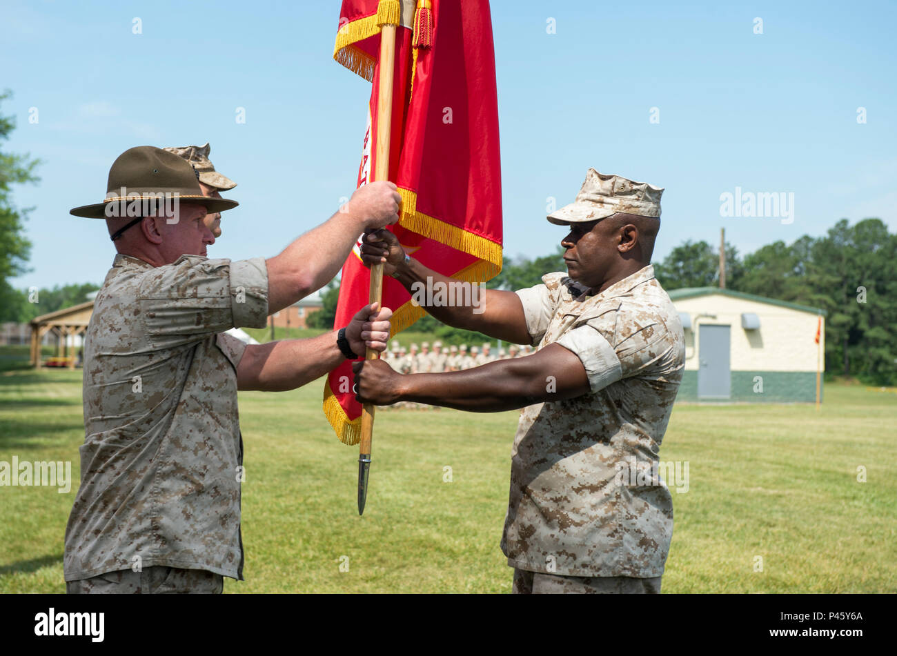 U.S. Marine Corps Sgt. Maj. Ansil Lewis delivers the Weapons Training ...
