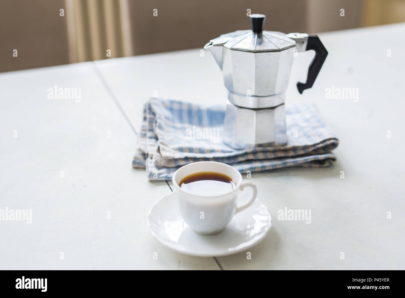 The traditional ritual of many people in the morning to make coffee ...